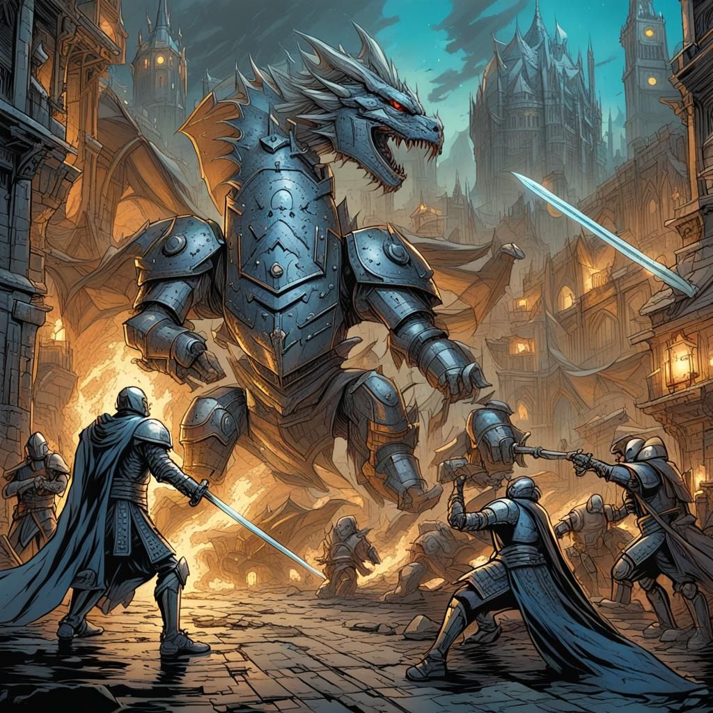 Time-traveling knights battle robotic dragons in futuristic medieval ...