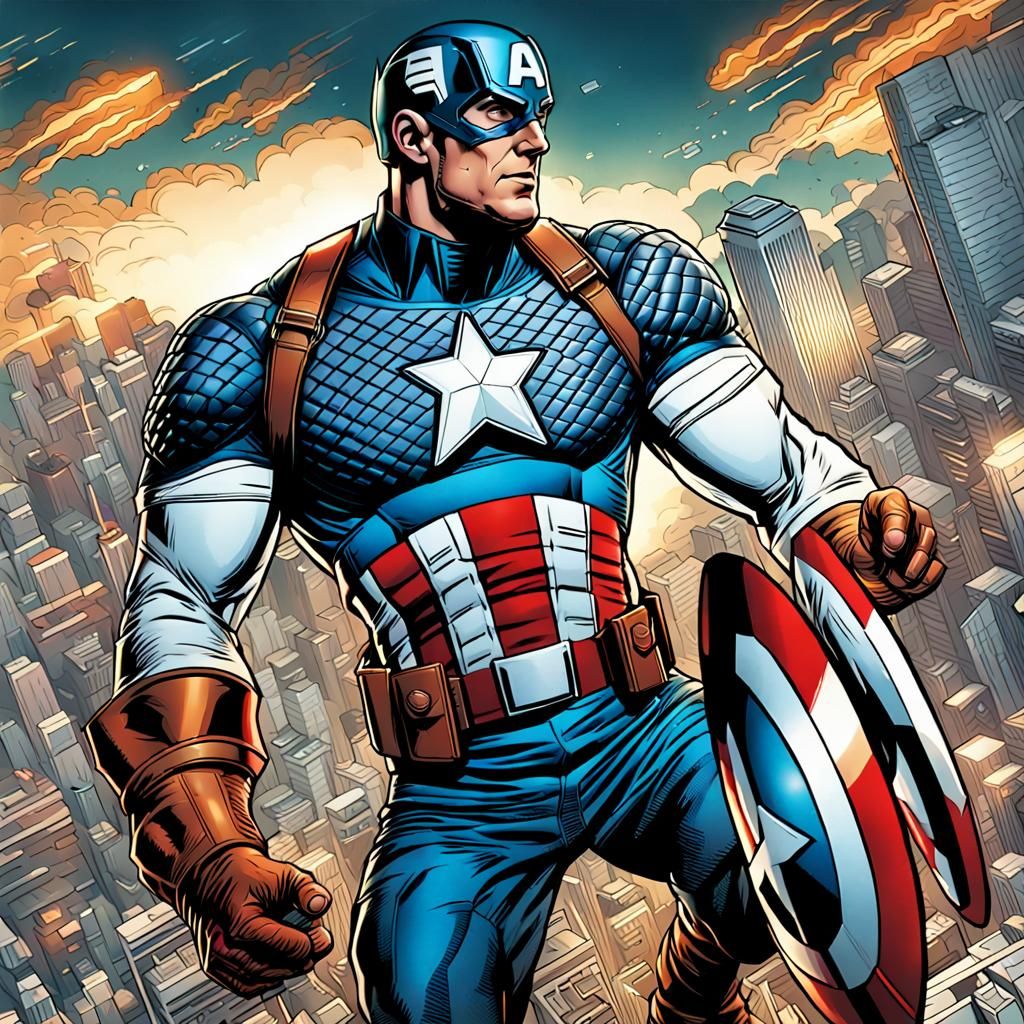 Captain America in a comic book paper - AI Generated Artwork ...