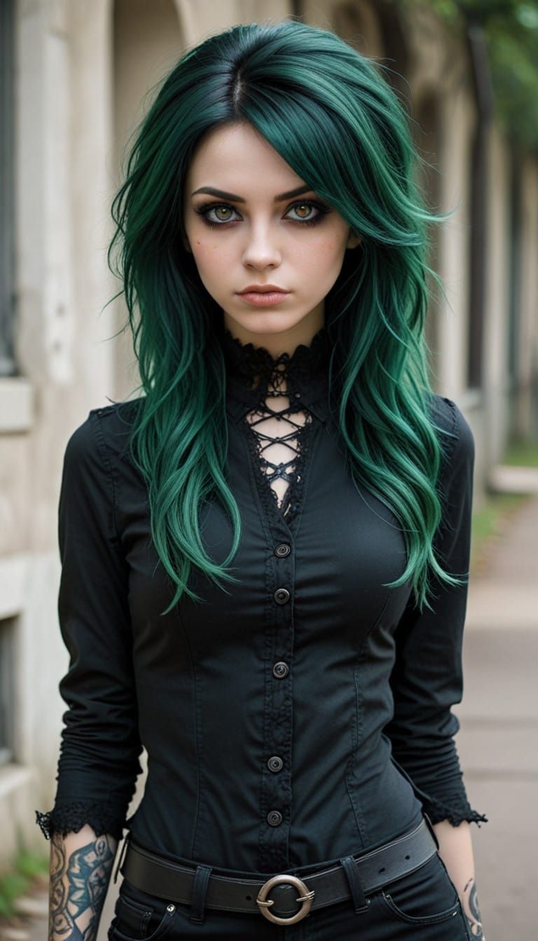 Woman - Rebellious Women in Gothic EMO Punk Style