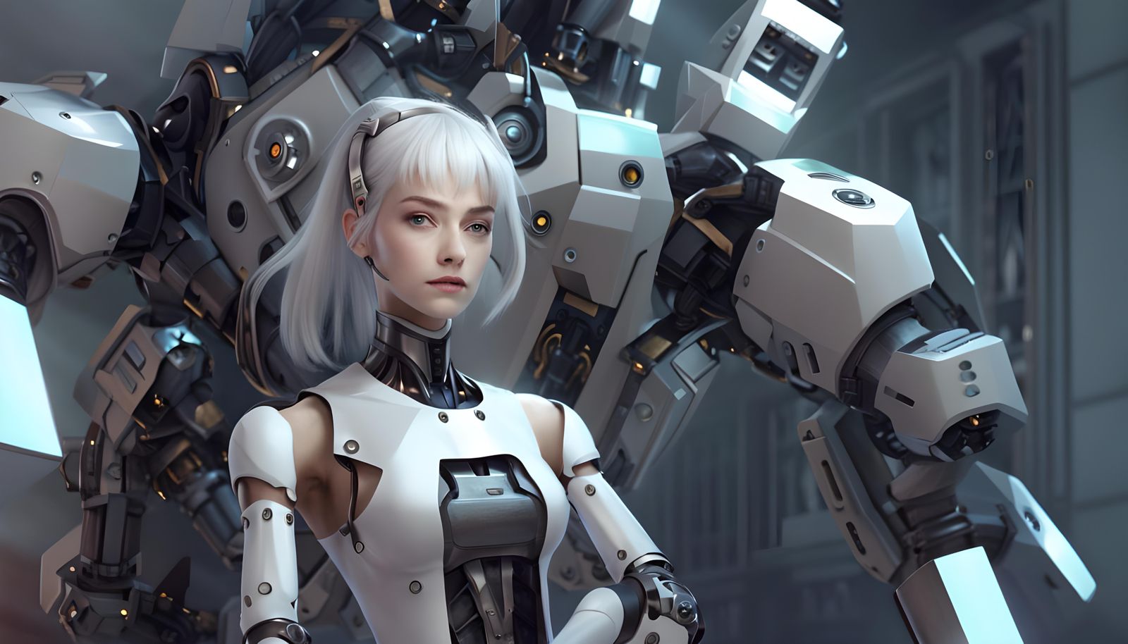 Robot-human Hybrid in girlsform - AI Generated Artwork - NightCafe Creator