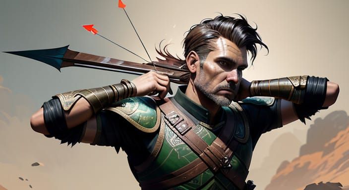 Hyperrealistic Archer in Vibrant Splash Art - AI Art