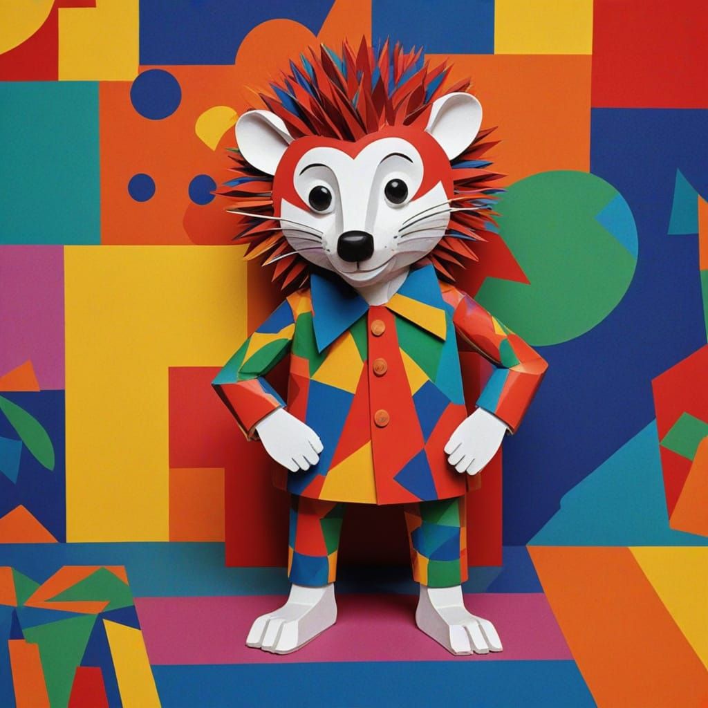 Vibrant Cubist Pop Art of a Jolly Hedgehog Action ... - AI Art
