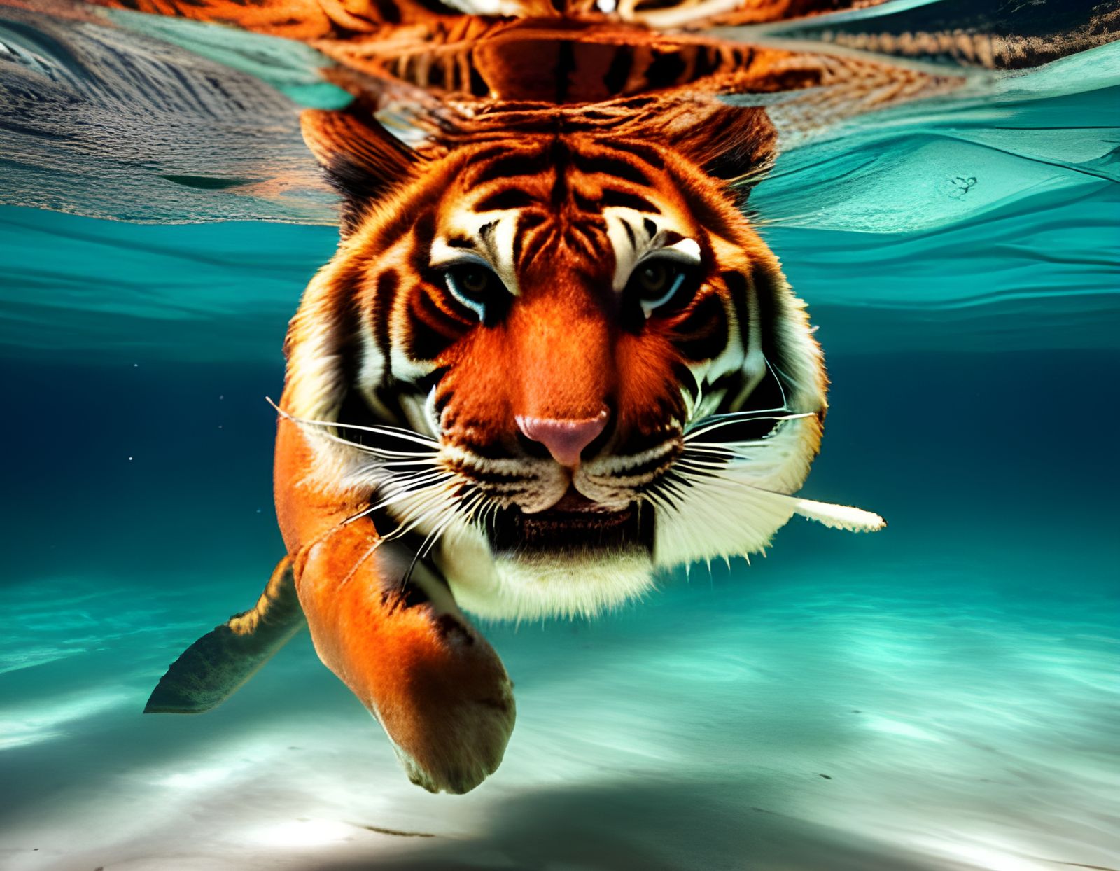 Tiger underwater - AI Generated Artwork - NightCafe Creator