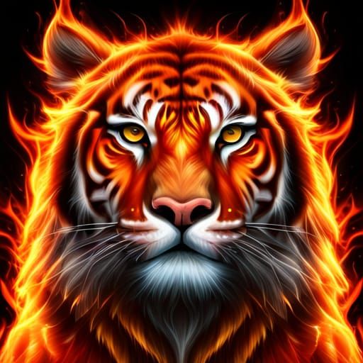 Flaming Tiger - AI Generated Artwork - NightCafe Creator