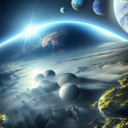 Planet rising over earth like the moon Epic cinematic brilliant ...