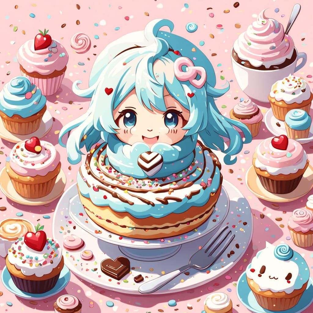 Charming Cinnamon Roll Character in Pastel Hues - AI Art