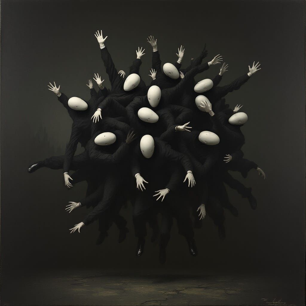 Twisted Mimes Frozen in Eerie Mid-Contortion - AI Art