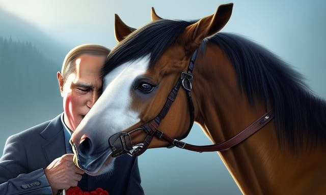 Vladimir Putin kissing a horse - AI Generated Artwork - NightCafe Creator