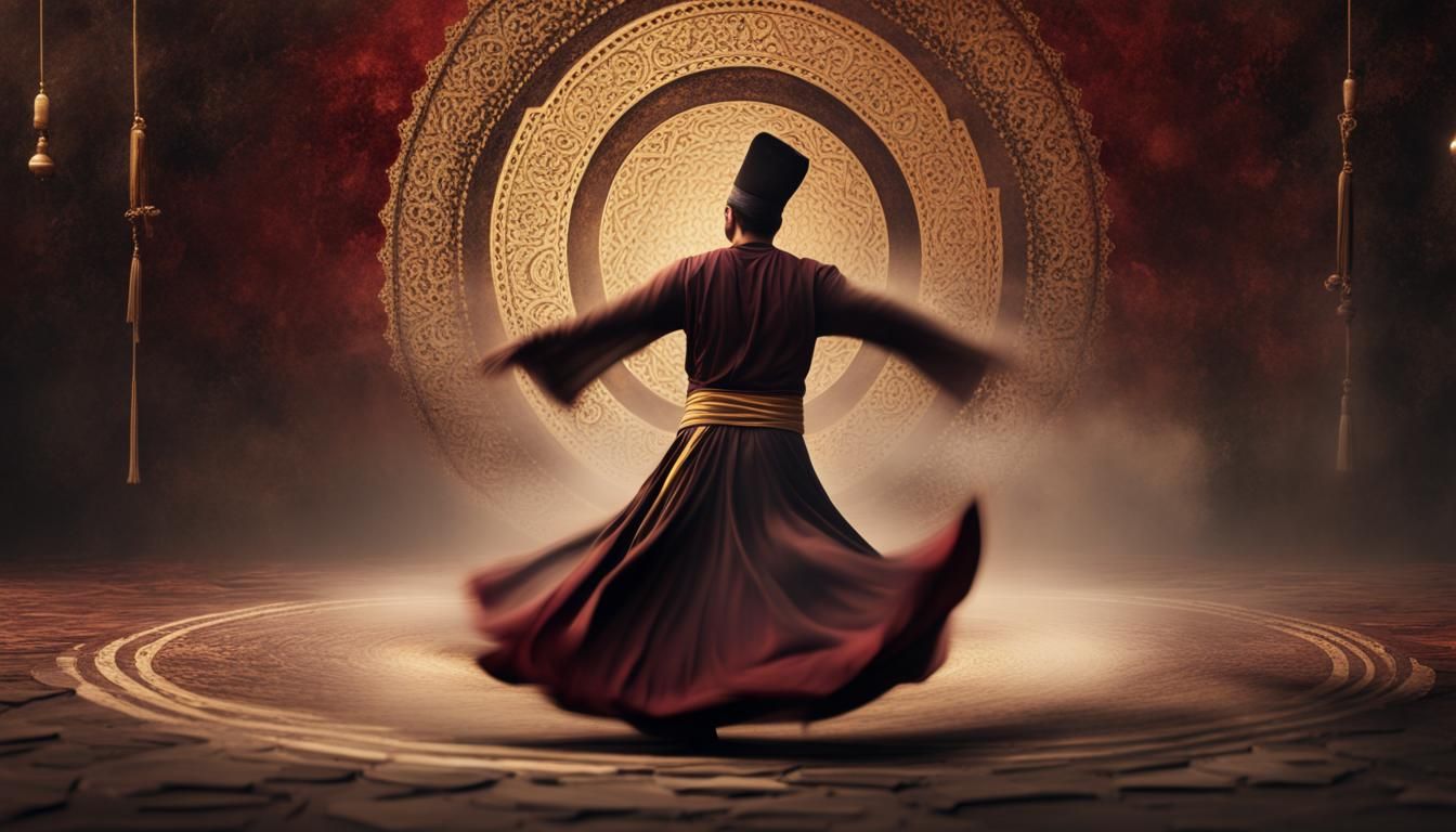 Hyper Realistic Sufi Whirling with Black, Golden & Maroon Islamic Sufi ...