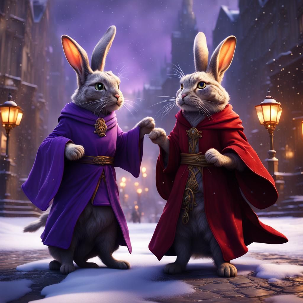 Rabbit and Cat - AI Generated Artwork - NightCafe Creator