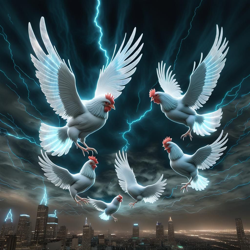 Ghost Chickens in the Sky v0.8 - AI Generated Artwork - NightCafe Creator
