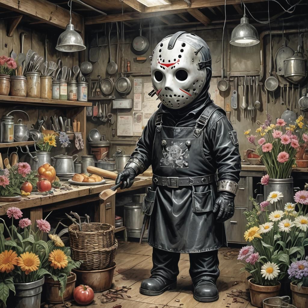 Storybook illustration: of Jason_Voorhees - the cute handy man - AI ...
