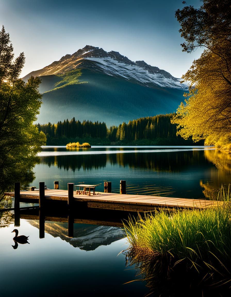 A serene lake scene - AI Generated Artwork - NightCafe Creator