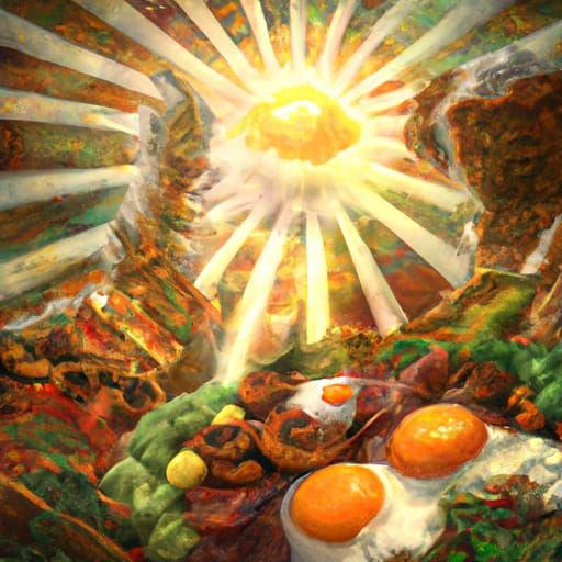 Full English Breakfast Landscape - AI Generated Artwork - NightCafe Creator