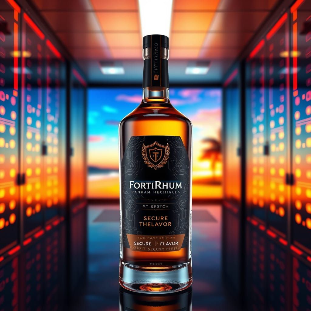 Sleek Cyberpunk Bottle of FortiRhum Rum in Metropo... - AI Art