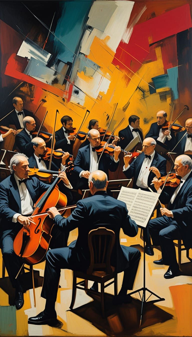 "Symphony in Motion" This captivating oil painting portrays a dynamic ...