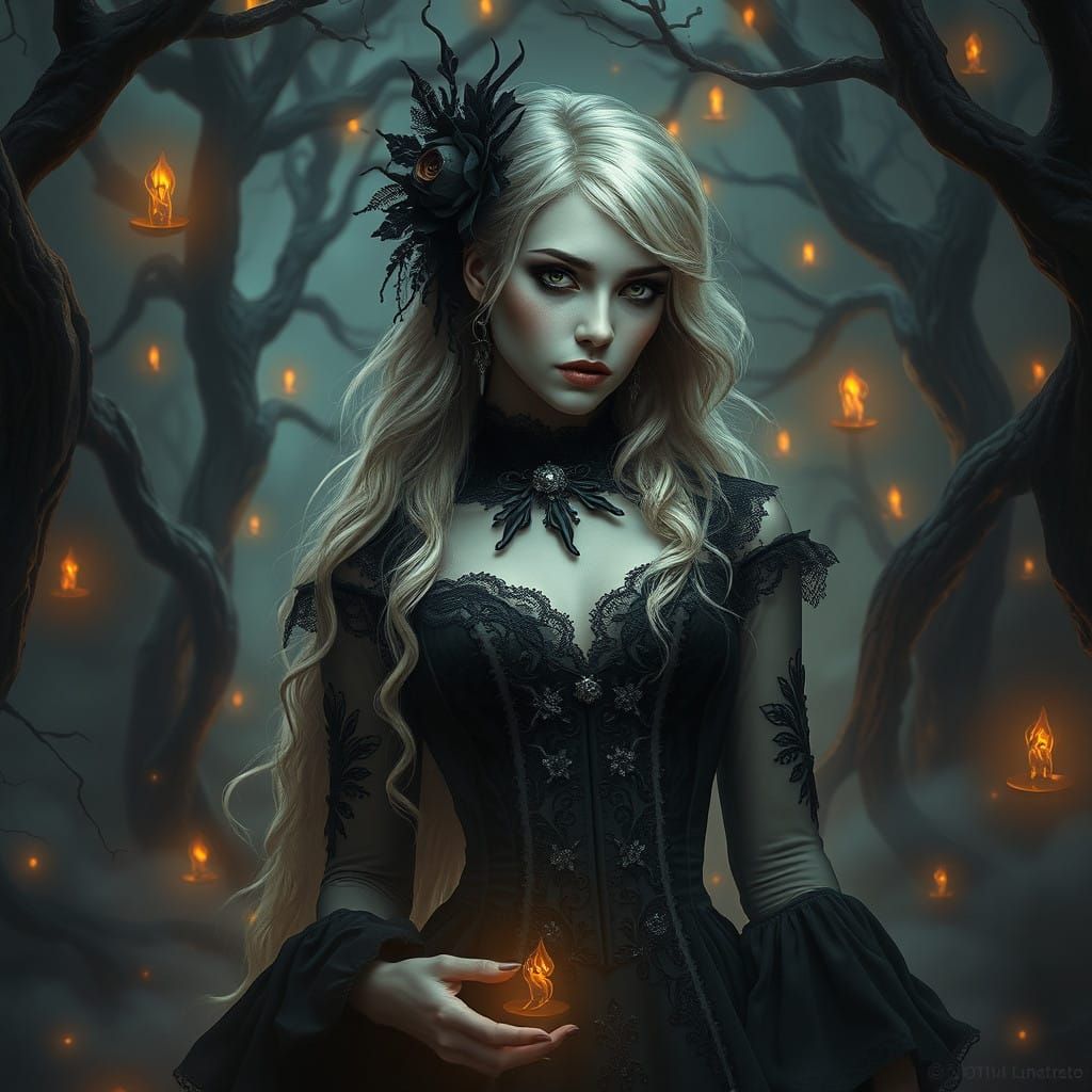 evil blonde gothic woman - Majestic Gothic Queen in Haunting...