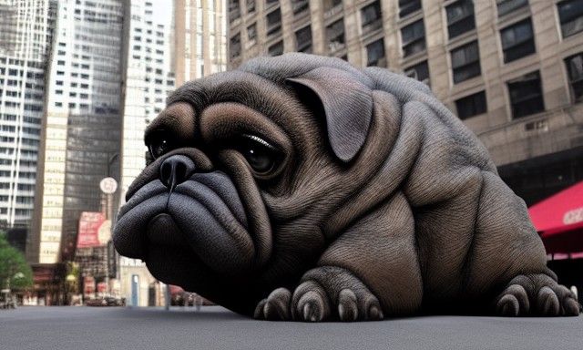 Too Chubby Pugzilla (poor thing) - AI Generated Artwork - NightCafe Creator