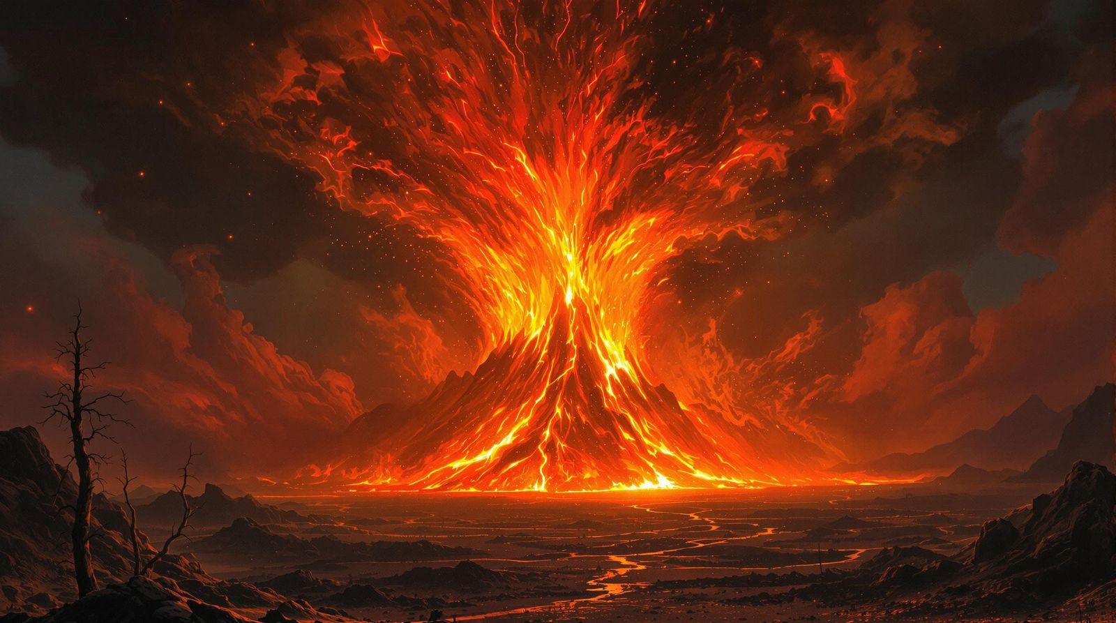 Volcano - End of the World Apocalypse in Futuristic, Surreal...