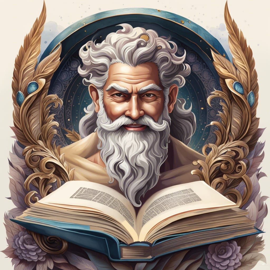 male portrait: the benevolent god of knowledge - AI Generated Artwork ...