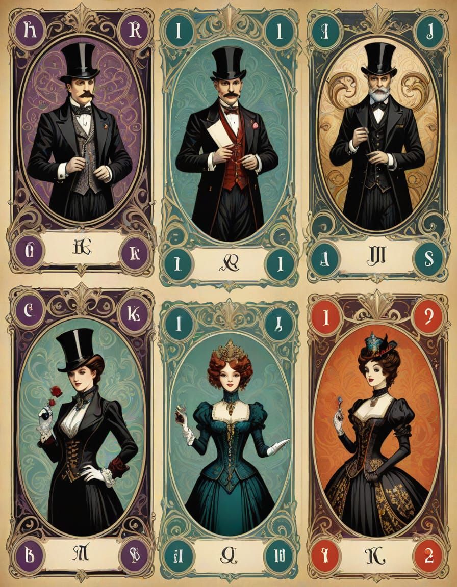 Clue Characters in Elegant Golden Frames - AI Art