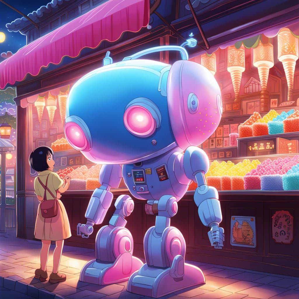 Robot Selling Candy - AI Generated Artwork - NightCafe Creator