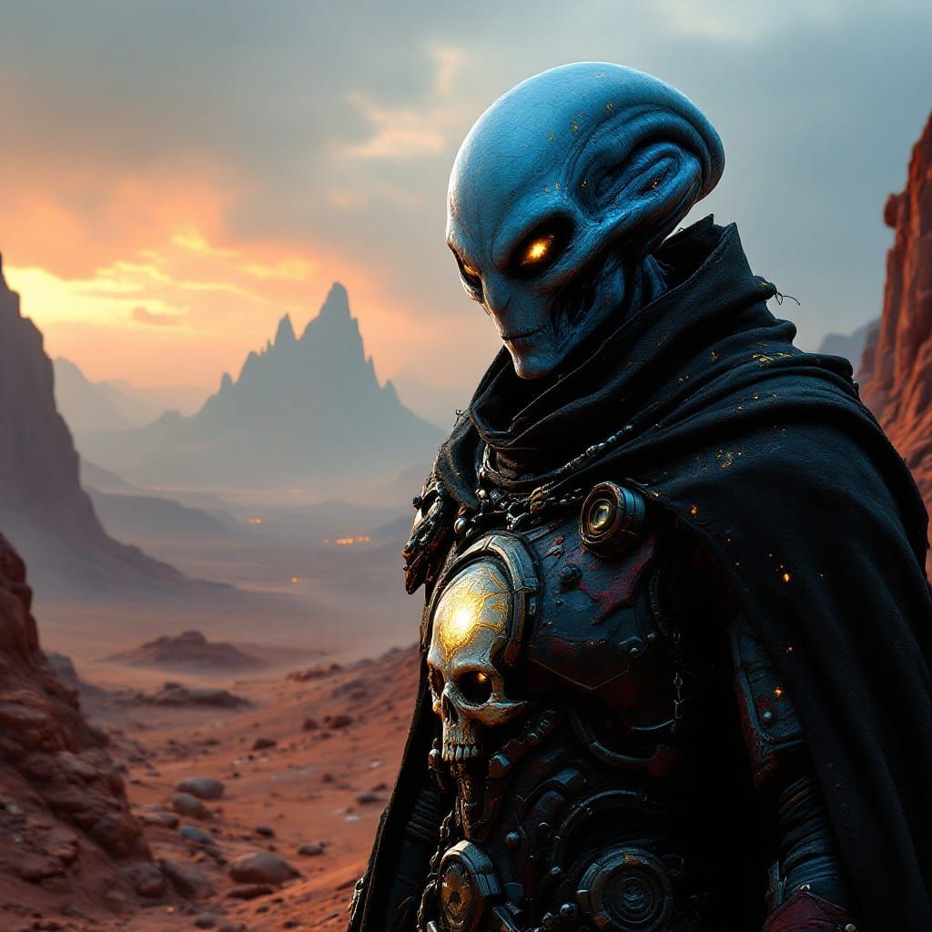 Alien - Grey Warhammer Space Marine Alien in Rust-Red Martia...