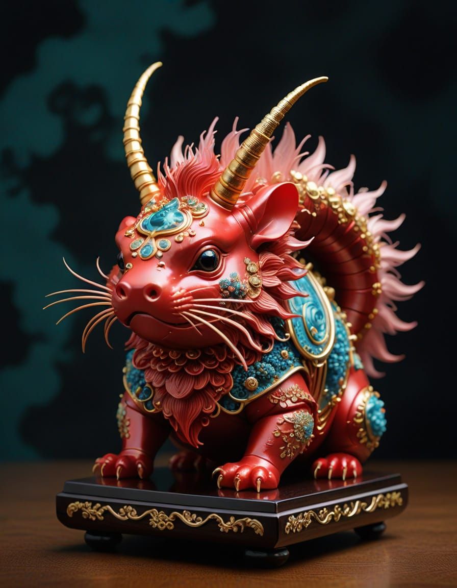 Xiamen Lacquer Thread Axolotl Sculpture