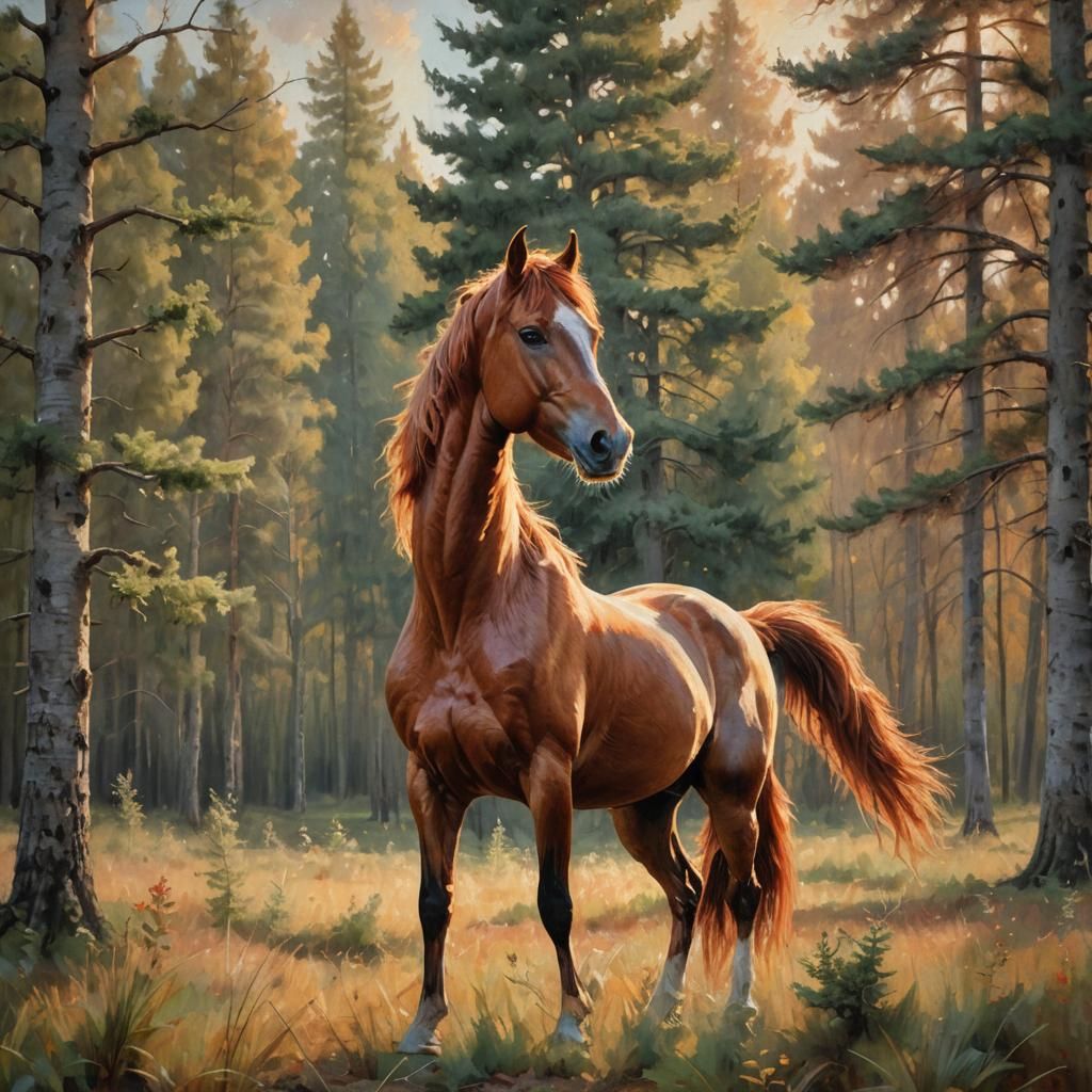 Splash of Stallions 37 - Majestic Red Roan Stallion in Golde...