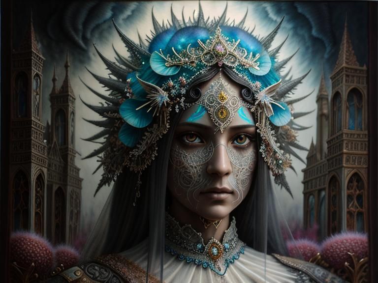 (Full body head to toe painting 1.8) of a Stunningly beautiful ethereal ...