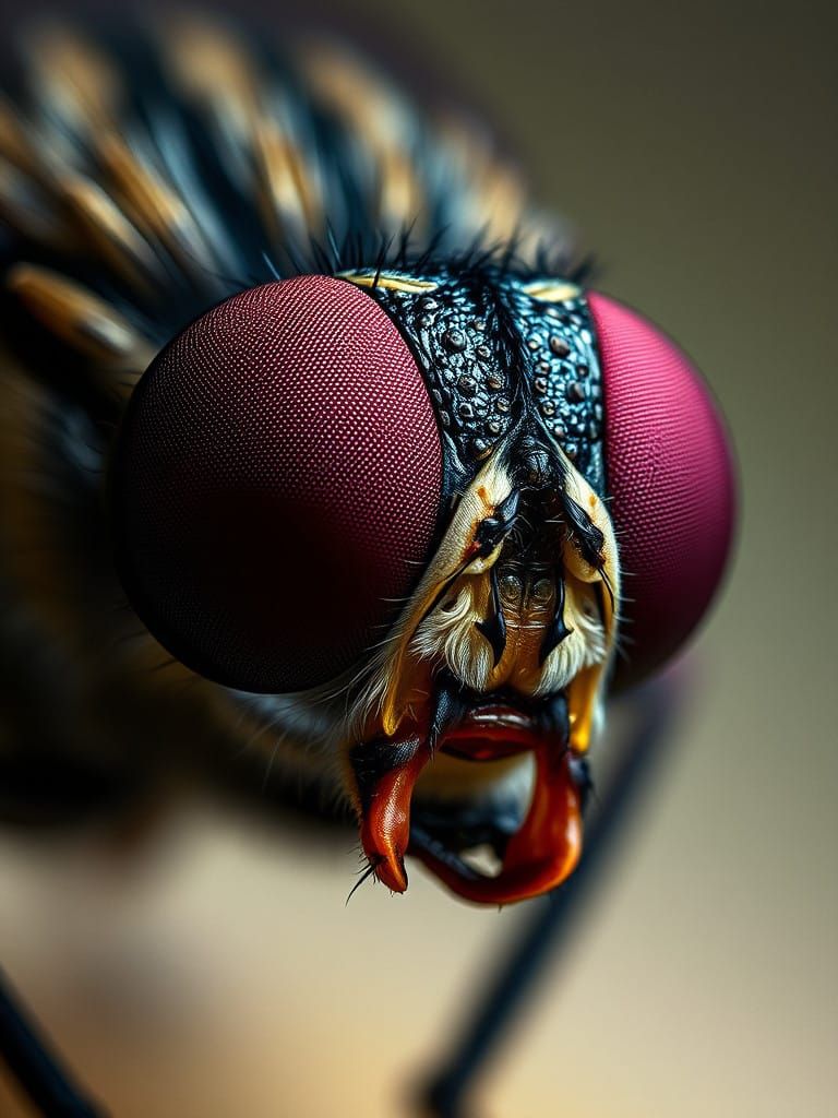 Macro photography of a fly compound eyes