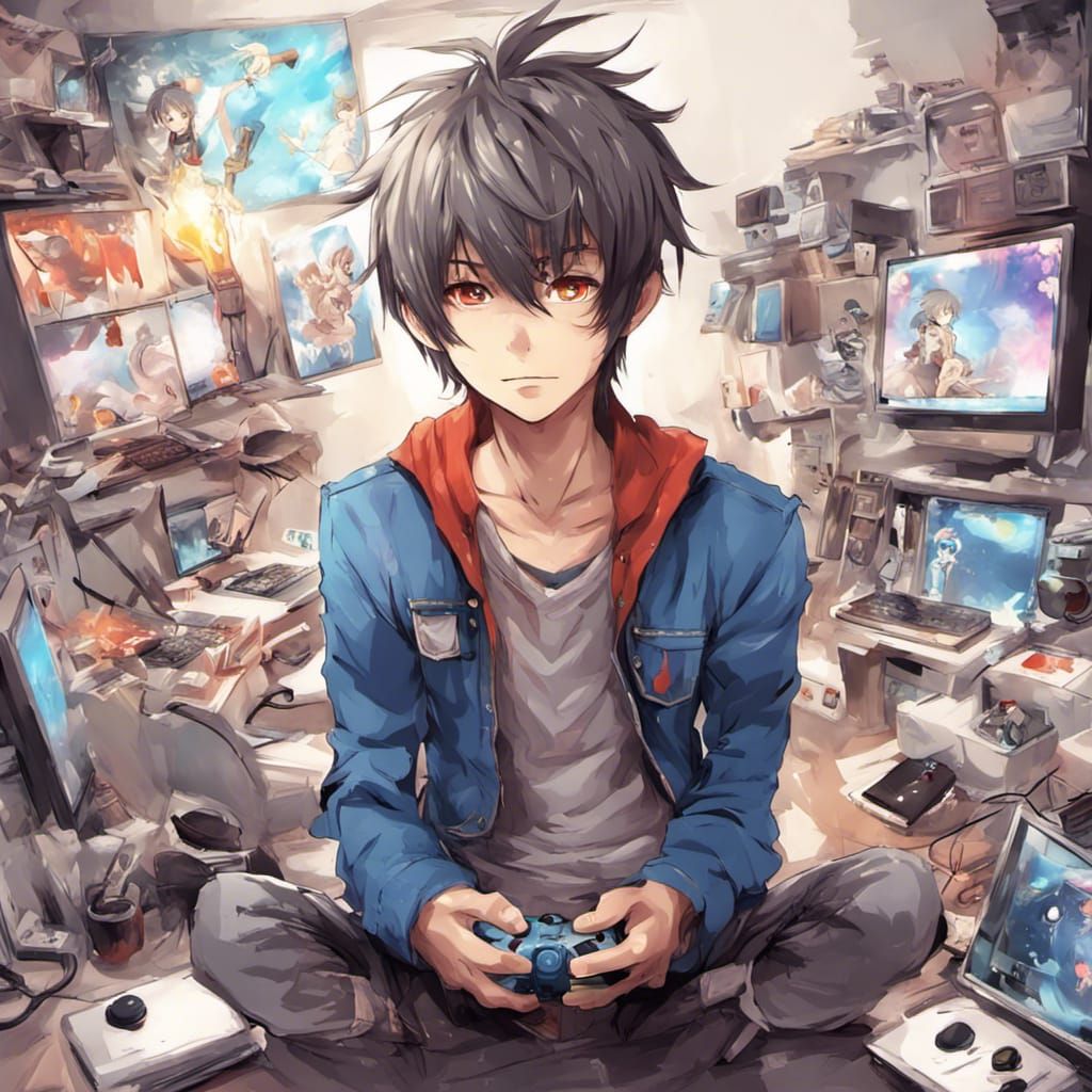 anime gaming boy - AI Generated Artwork - NightCafe Creator
