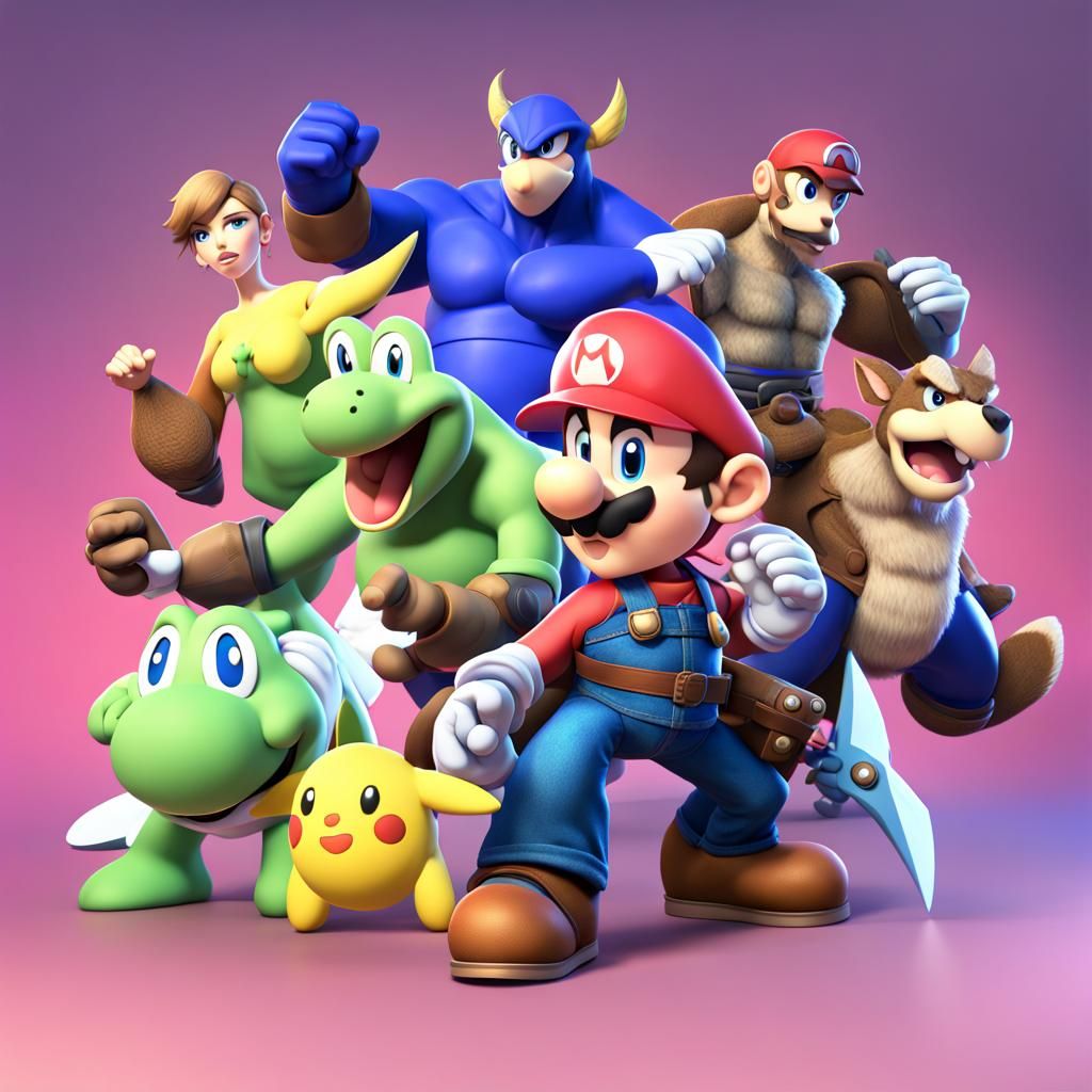 Funny Super Smash Bros. Melee characters - AI Generated Artwork ...