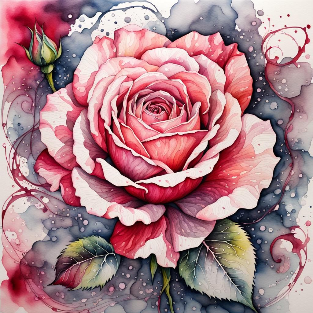 detailed deep and cool watercolor and multi-layered pen lines ink ...