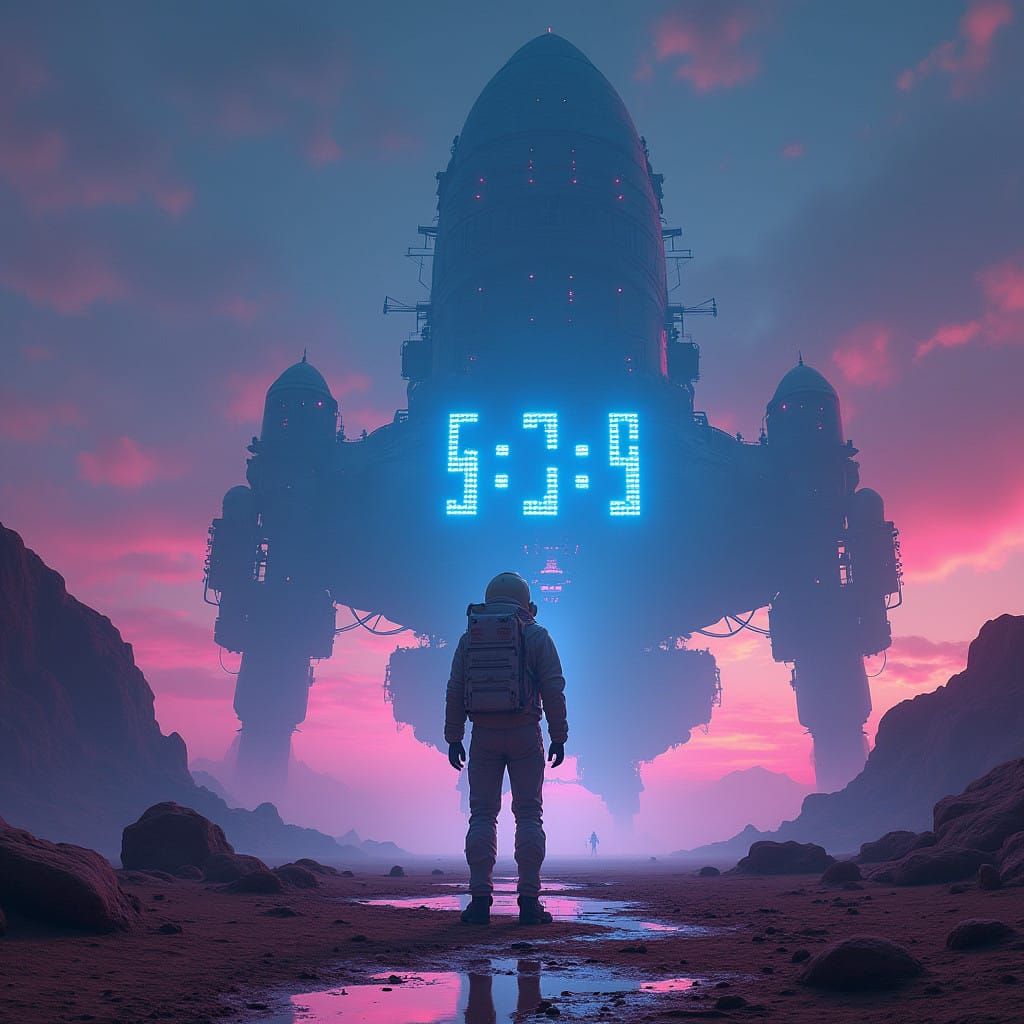 THE FINAL COUNTDOWN - Retro-Futuristic Astronaut in Neon-Lit...