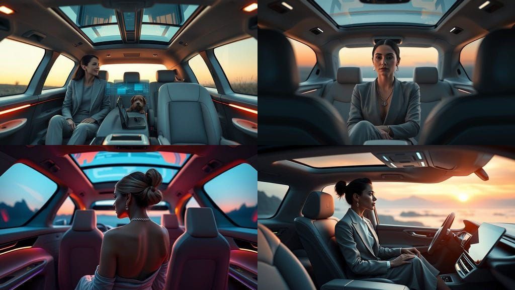 Luxurious Autonomous Electric Minivan in Satin Mer... - AI Art