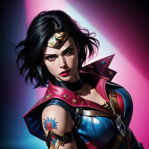 Wonder Woman, Punk Rock - AI Generated Artwork - NightCafe Creator