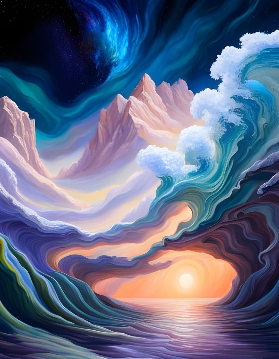 Frozen waves planet - AI Generated Artwork - NightCafe Creator