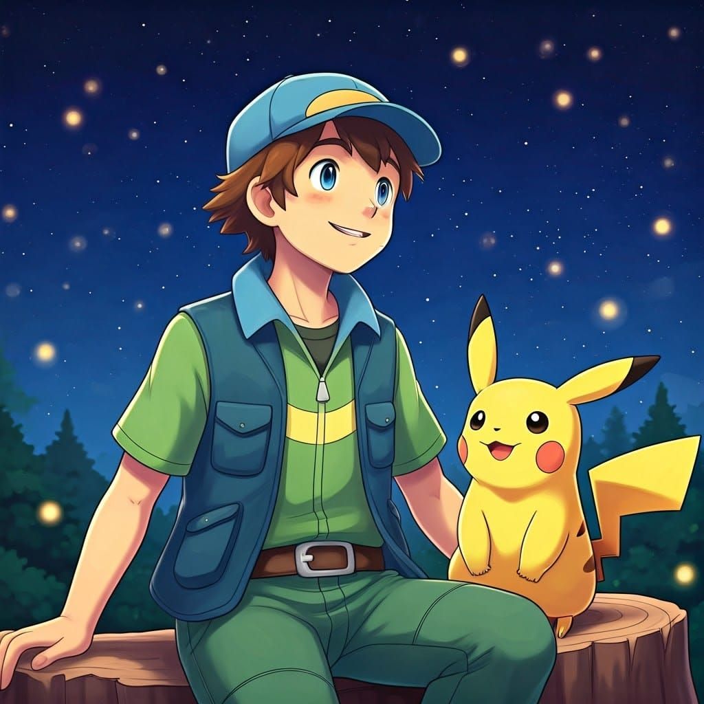 Ritchie and Sparky happily watch the stars in the night sky together