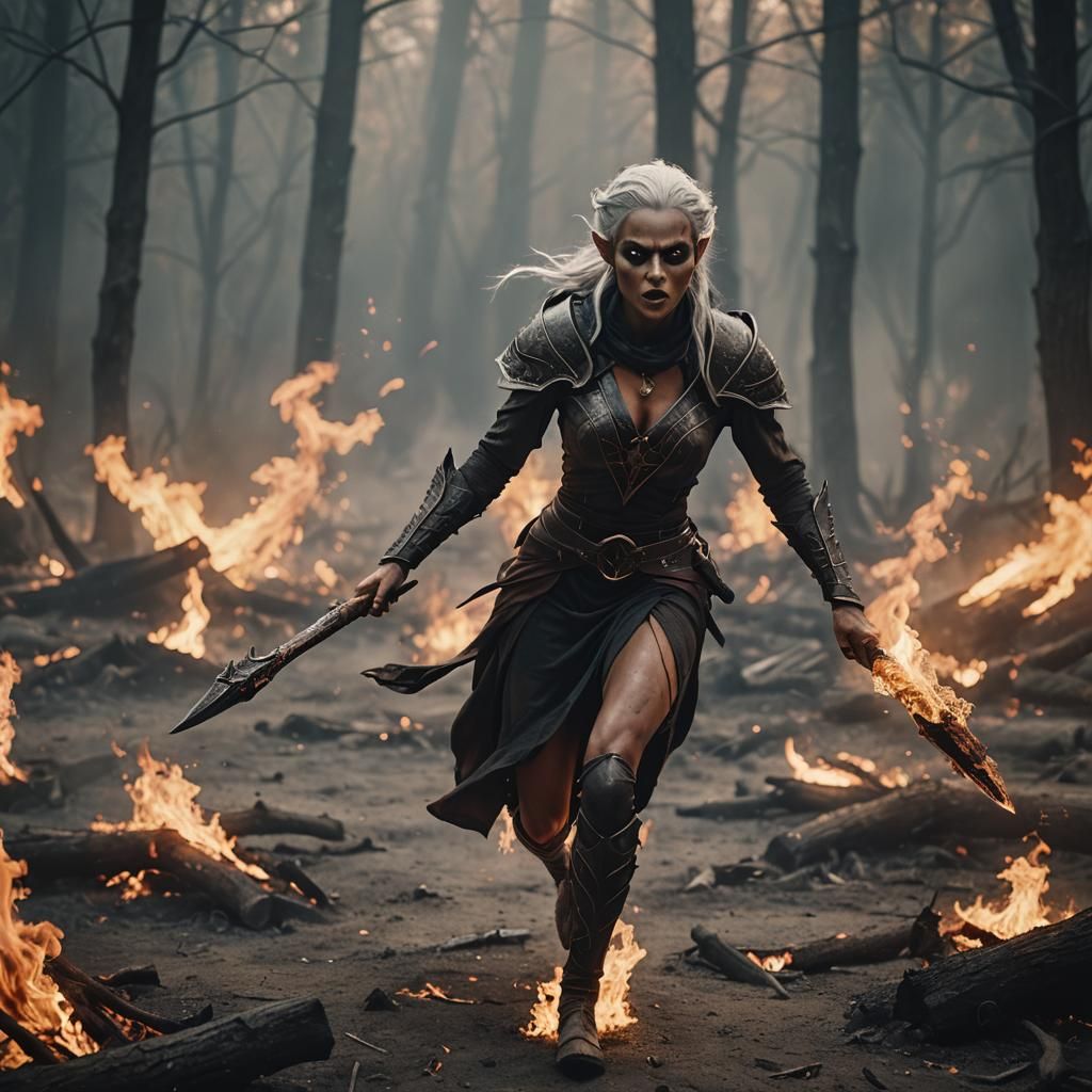 Dark Elf Female Raider - AI Generated Artwork - NightCafe Creator