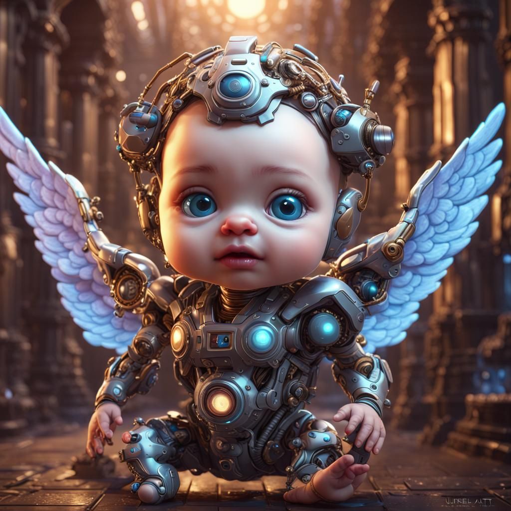 Cute cherub cyborg baby for nft collectible - AI Generated Artwork ...