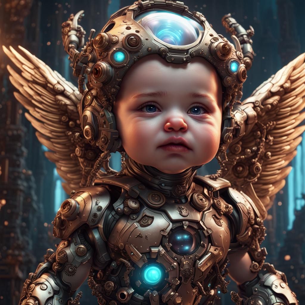 Cute cherub cyborg baby for nft collectible - AI Generated Artwork ...