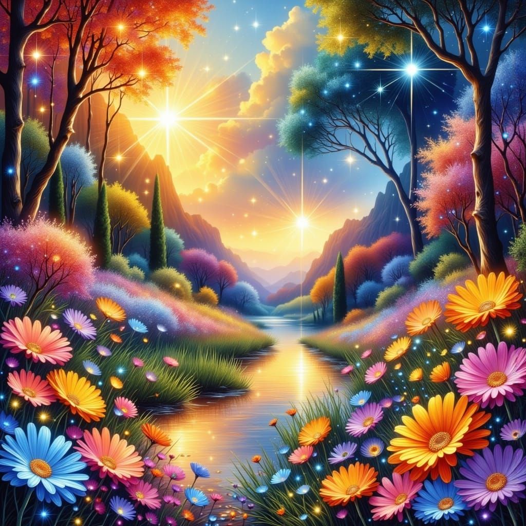 Pristine Spring - Ethereal Garden with Colorful Flowers in W...