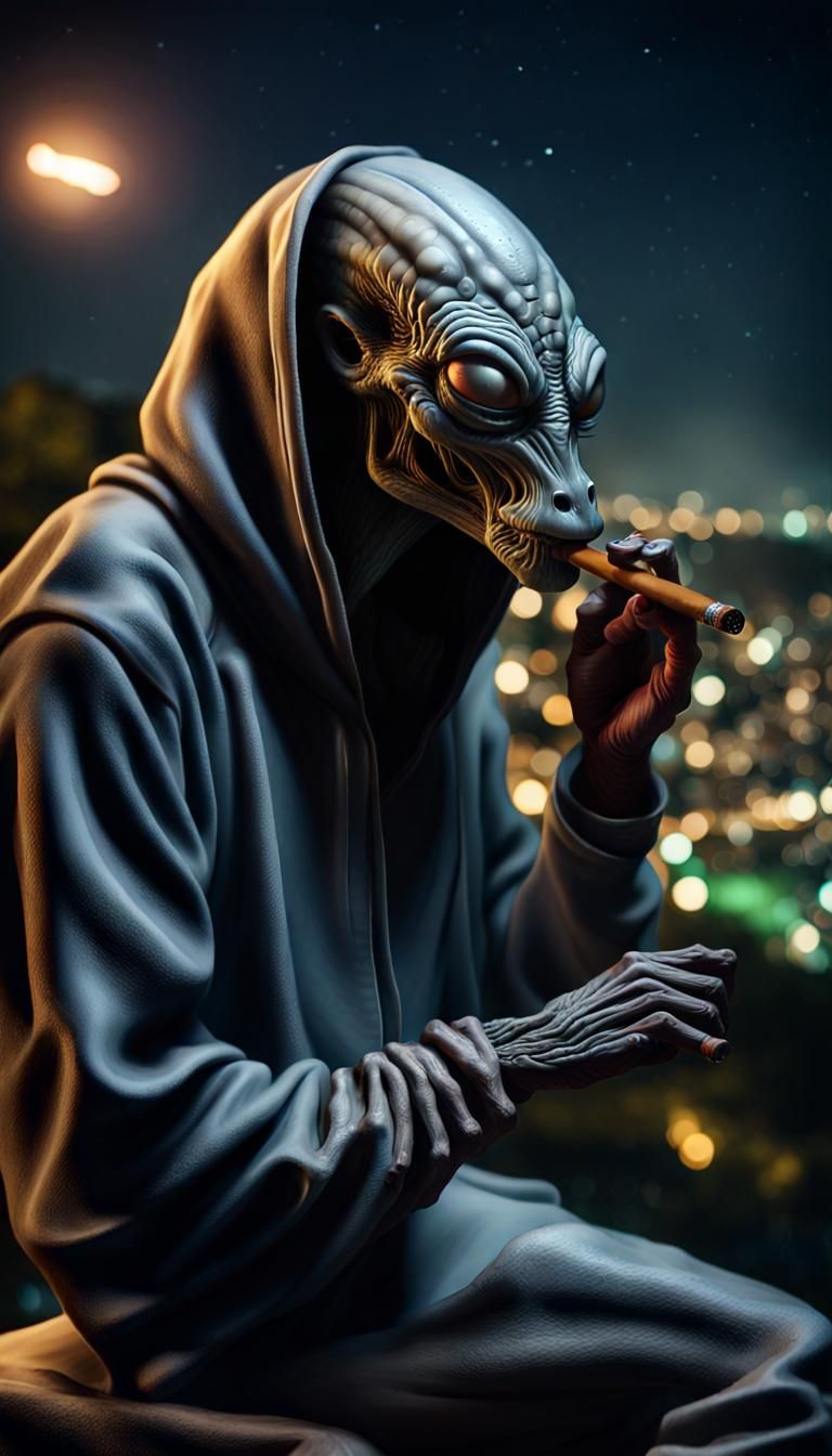 Alien smoking - AI Generated Artwork - NightCafe Creator