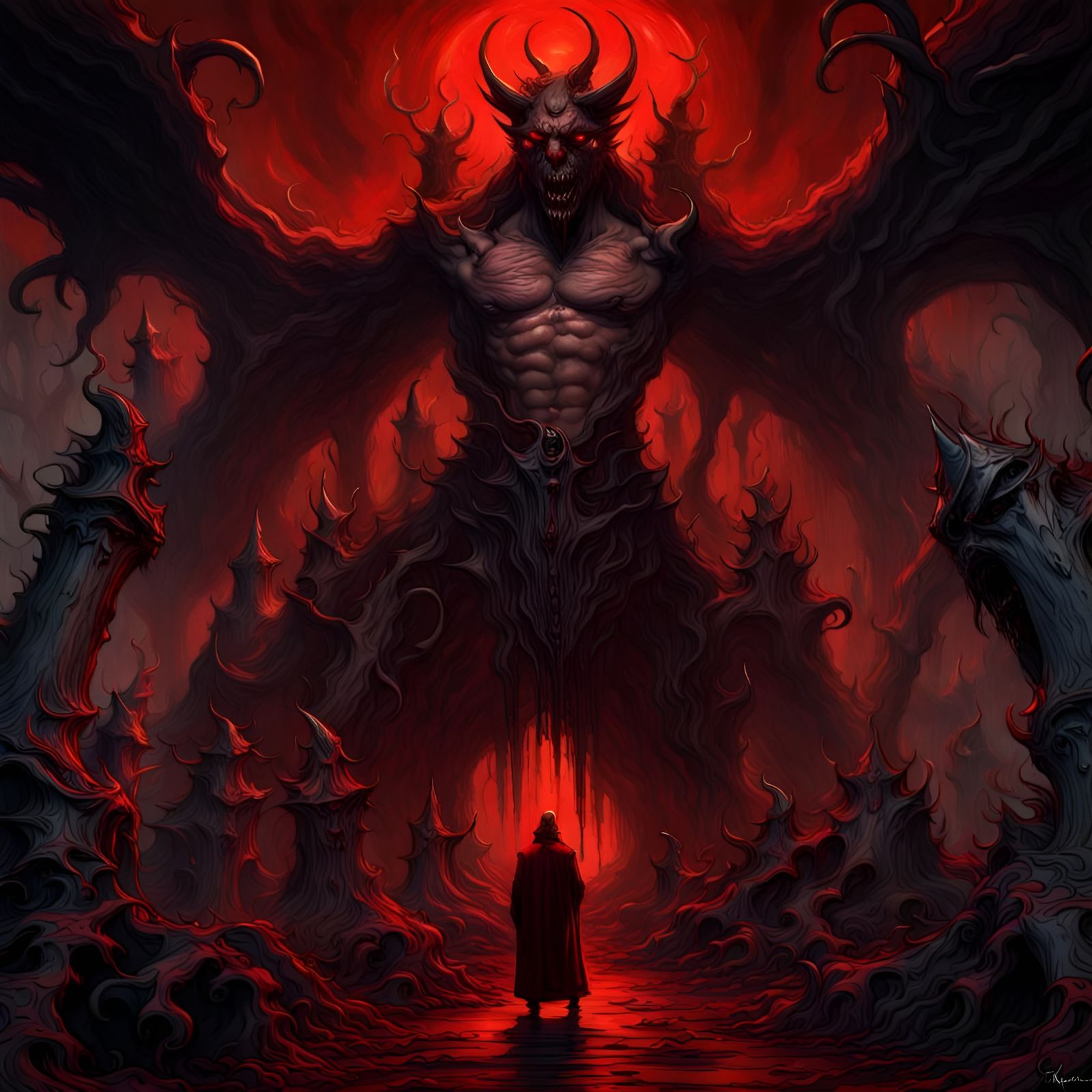 the demon realm with a sinister horrifying looking aura and demons ...