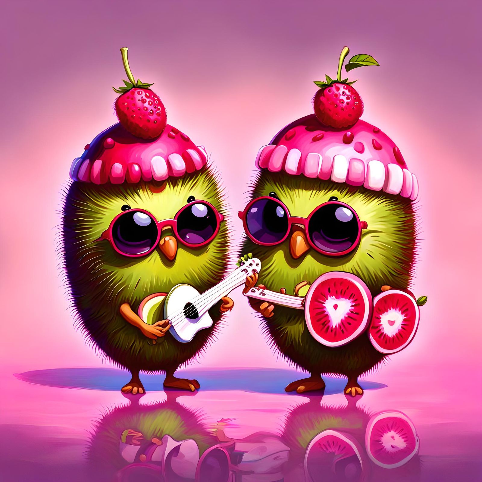 The Kiwi Chibi Sunshine Band - AI Generated Artwork - NightCafe Creator