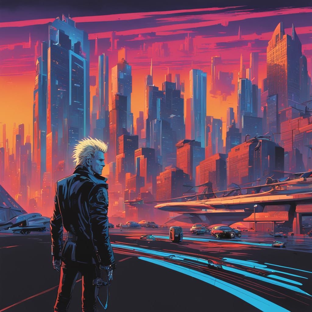 Synthwave Billy Idol - Neon-Lit Synthwave Icon