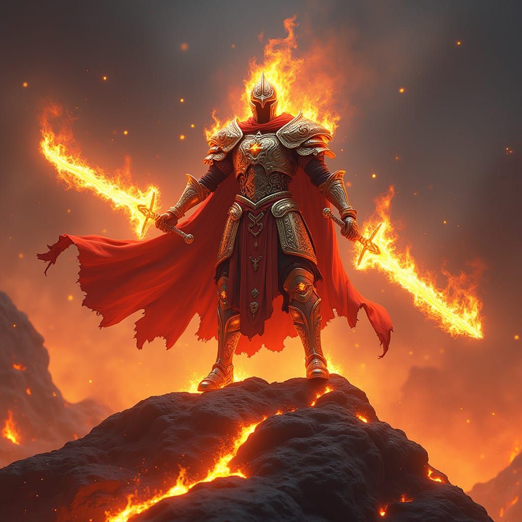Fiery Knights of Volcanic Fury in 3D Anime Art Sty... - AI Art