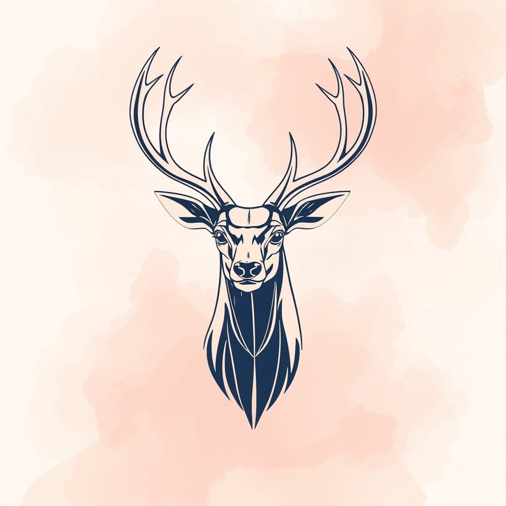 Regal Deer Logo in Cel-Shaded Watercolor - AI Art
