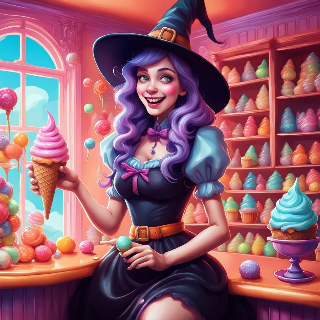 A Very happy Detailed Breathtaking Beautiful Stunning Witch in a ...